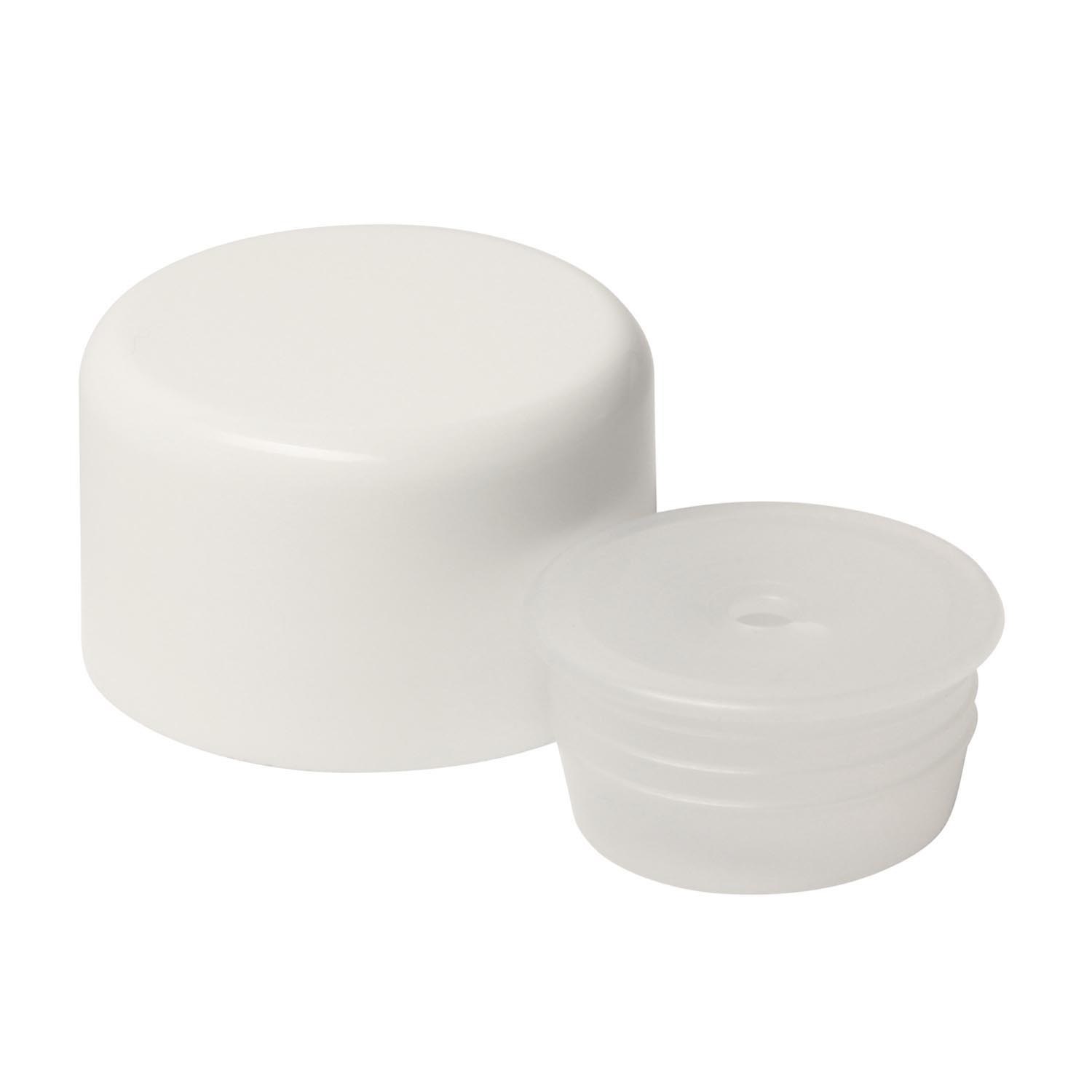 Plastic screw closures 28-410 frosted - insert 3mm orifice white 0064